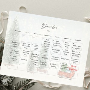 Printable Christmas Advent Calendar, Digital Download Advent Calendar ...