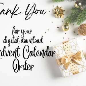 Printable Christmas Advent Calendar, Digital Download Advent Calendar ...