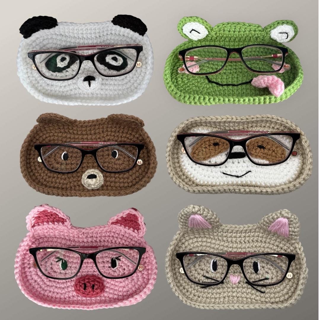 Crochet Glasses Holder – Bear Eyeglass Holder, Sloth, Bear, Cat, Frog ...