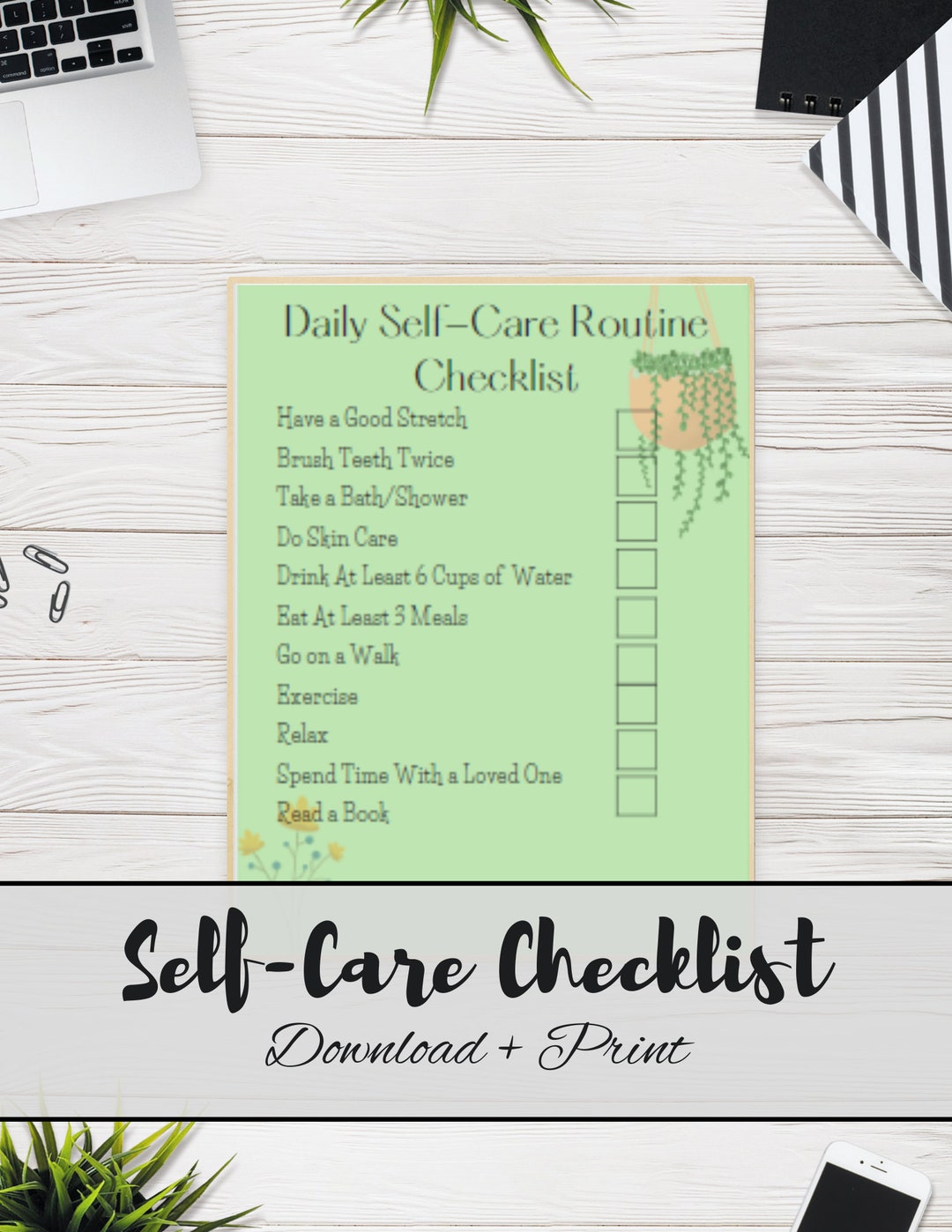 Boho Self-care Checklist Printable Daily Checklist Self-care - Etsy
