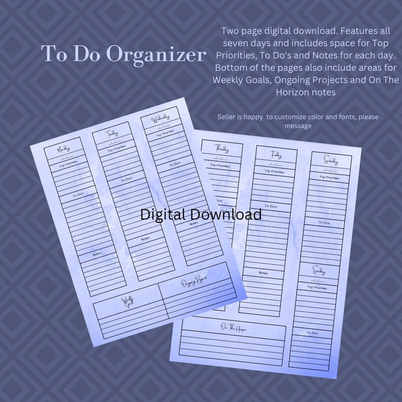 Weekly to Do Planner, Organizer, Task List, Priority List, Weekly ...