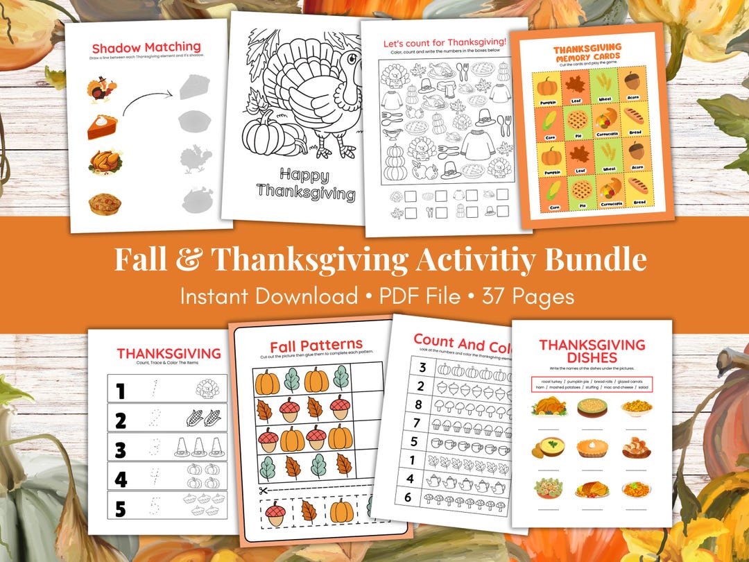 Thanksgiving Activity Bundle for Kids | Thanksgiving Games, Coloring ...