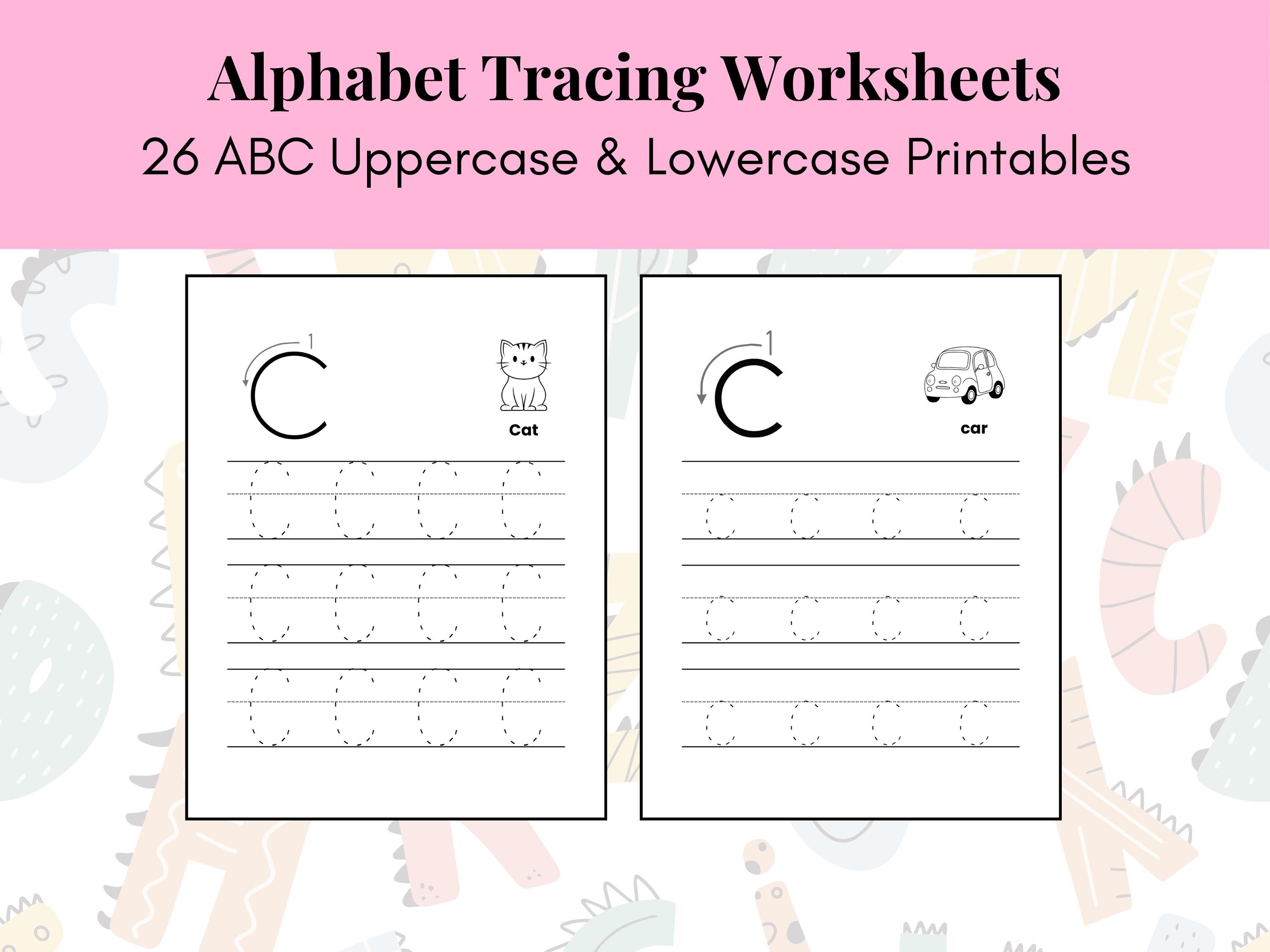 Alphabet Tracing Worksheet Uppercase & Lowercase Letter Tracing ABC ...