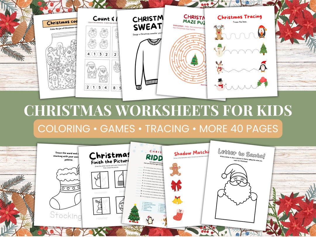 Christmas Printable Bundle for Kids Holiday Digital Printable Activity ...