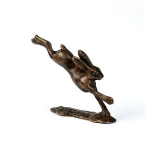 Miniature Bronze Leaping Hare Sculpture: Woodland Figurine - Etsy