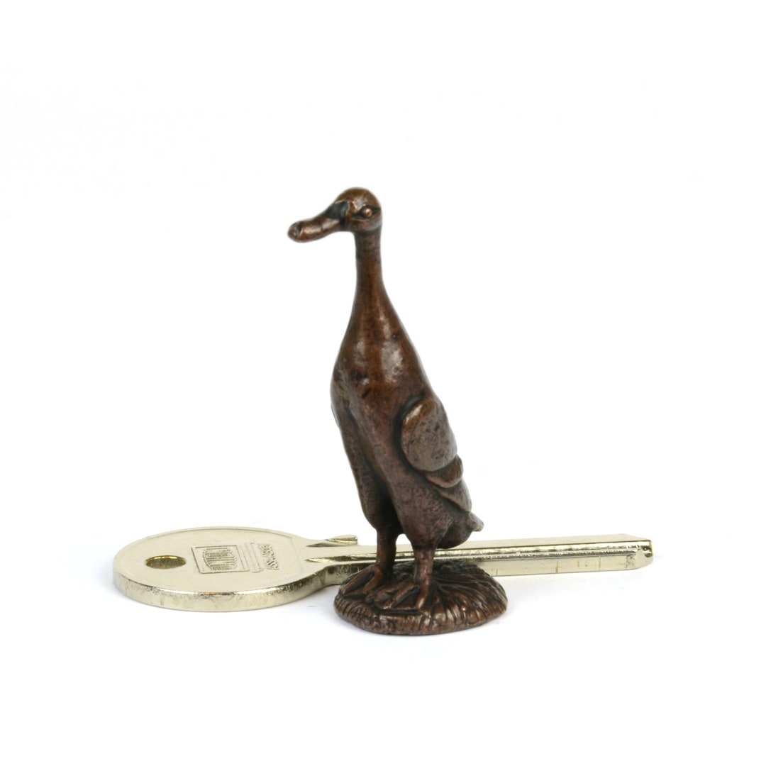 Hot Cast Miniature Solid Bronze Runner Duck Sculpture Okimono - Etsy