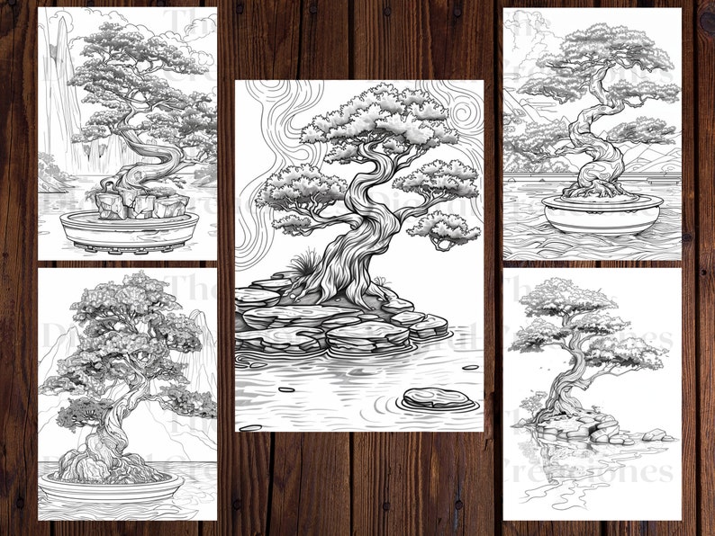 Bonsai Coloring Book | 25 Nature Tree Illustrations (printable PDF) - Etsy