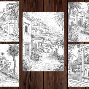 25 Arabian Villas Coloring Book | Houses Colouring | Printable Adult ...