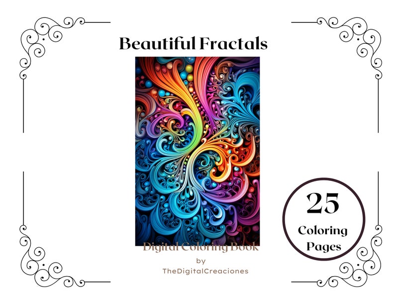 25 Beautiful Fractals Coloring Book living Fractals printable Adult Coloring Pages Colouring ...
