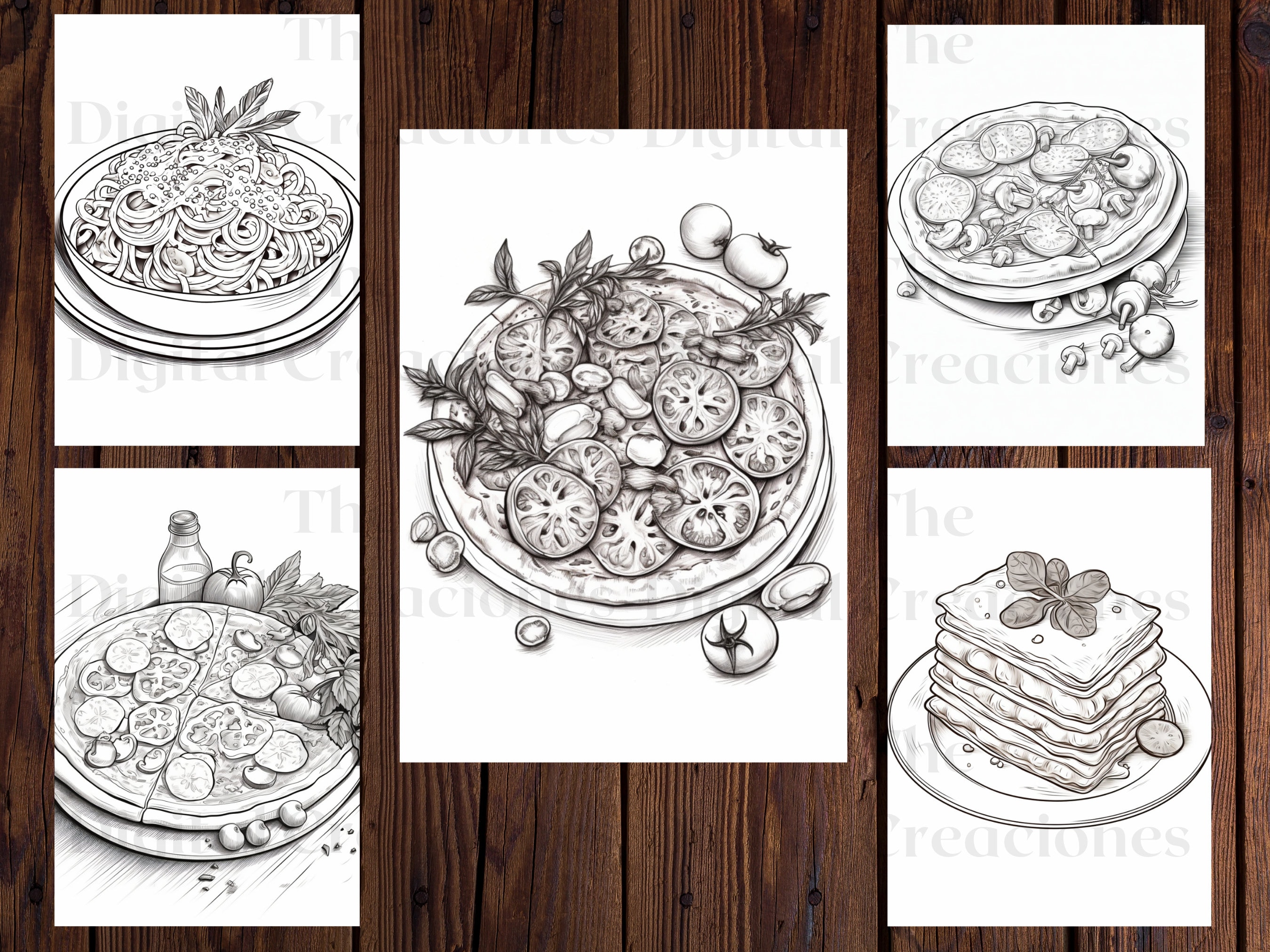 25 Italian Food Coloring Books|rome Venice Milan Italian Food Pizza ...