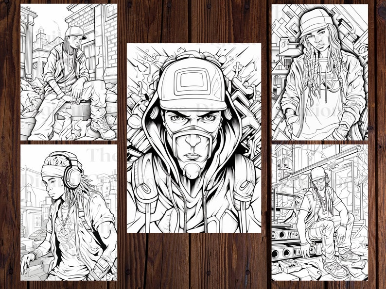 Cool Guys Coloring Book | Graffiti Art, Abstract Designs (digital ...