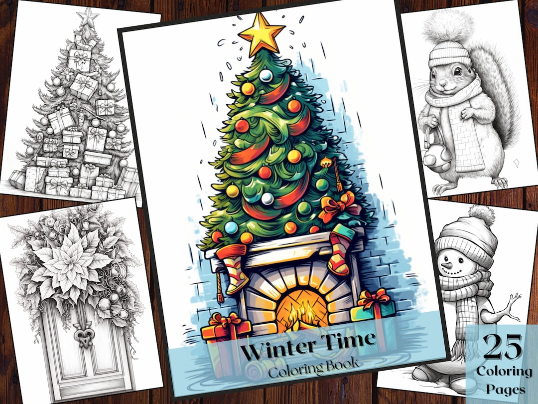 25 Winter Time Coloring Book| Winter Scenes Coloring Pages|adults and ...