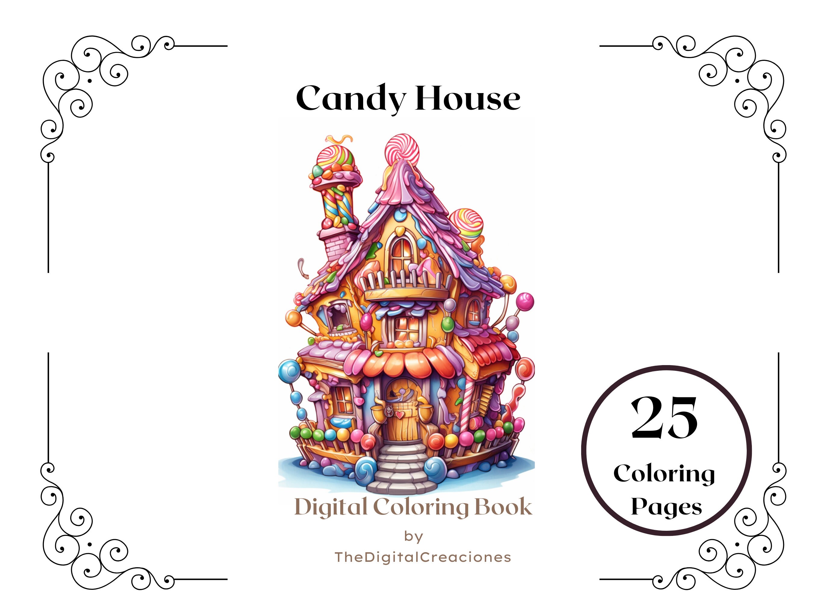 25 Candy House Coloring Book Printable Candy Coloring Pages Grayscale ...