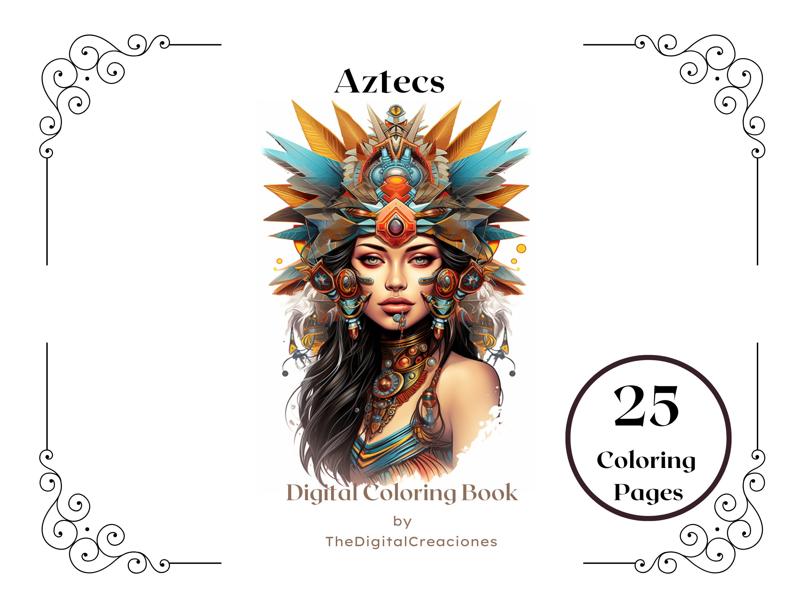 25 Aztecs Coloring Book woman Colouring Pagesadults and Kids Coloring ...