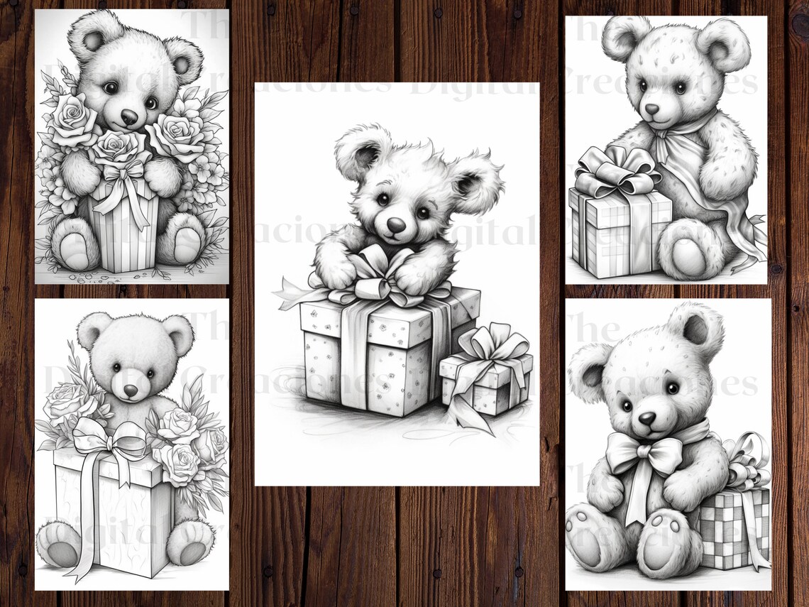 Teddy Bear Coloring Book 25 Adults and Kids Printable Coloring Books ...