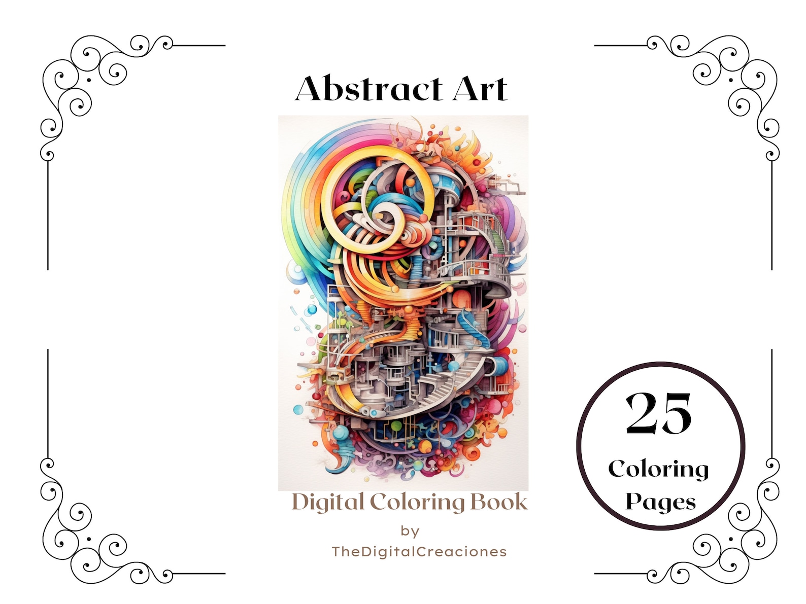 25 Abstract Art Coloring Book Fantasy Colouring Book adults and Kids ...