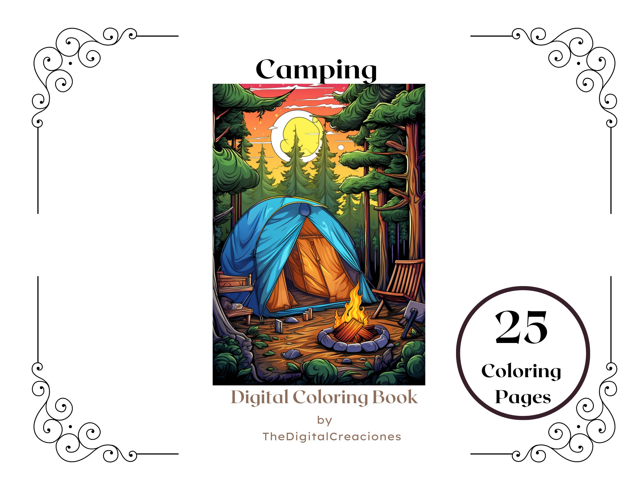 25 Camping Coloring Book camp Coloring Pagescampervan Colouring Sheets ...