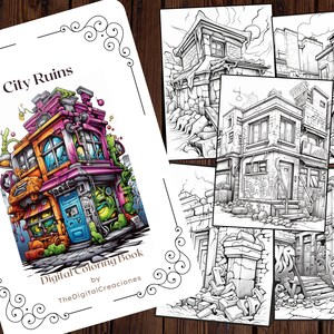 25 City Ruins Coloring Book | Cafe Scenes Coloring Pages| Street ...