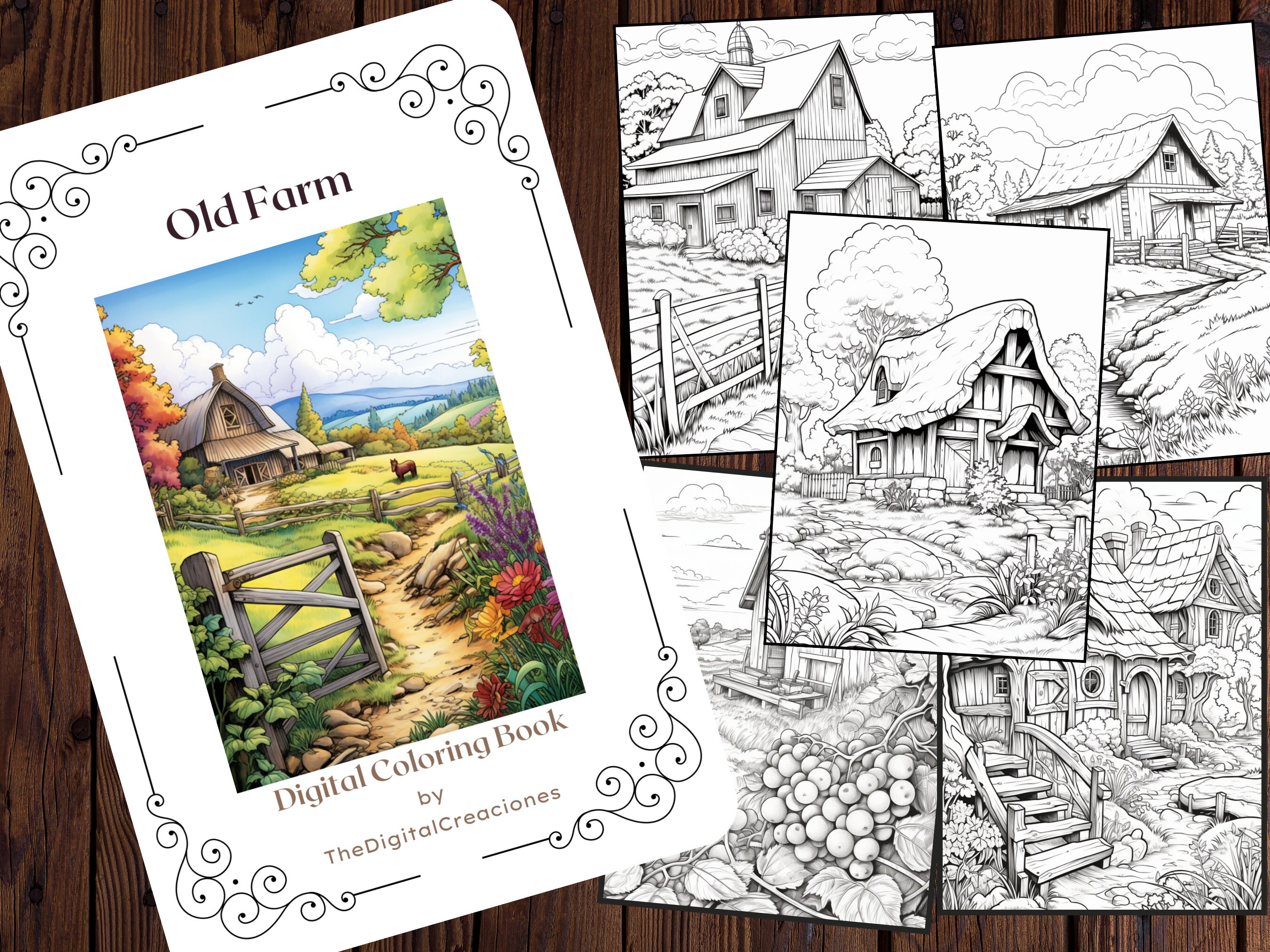 25 Old Farm Coloring Book barn Nature Farm Adults and Kids Printable ...