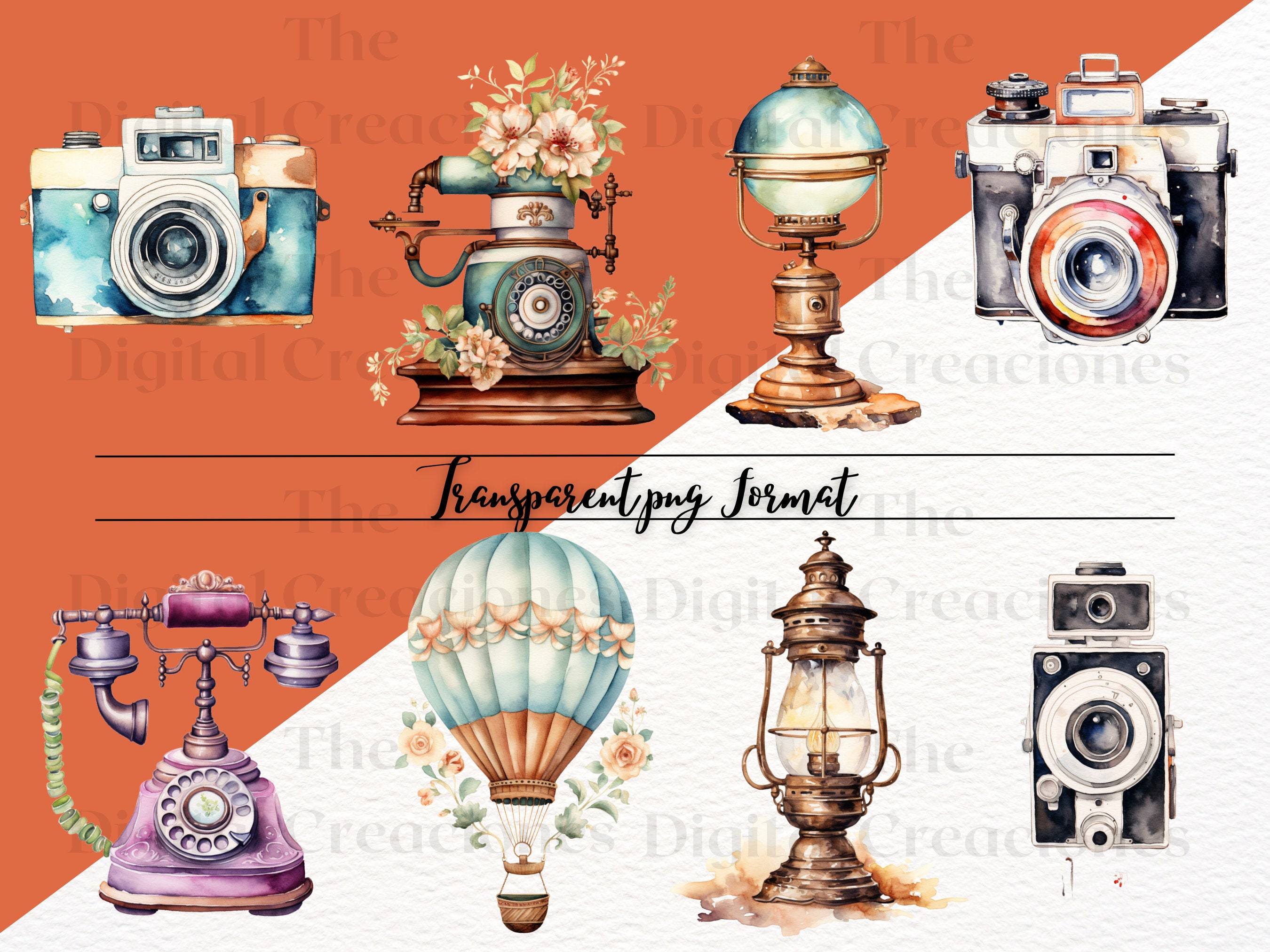 Vintage Objects Clipart Vintage Decor and Overlays Antique Objects 40 ...