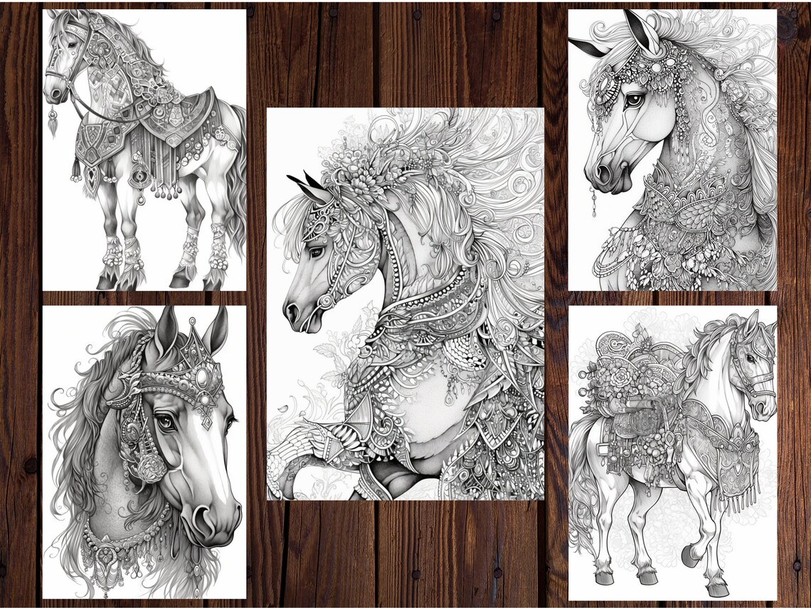 25 Majestic Horses Coloring Book Adults and Kids Printable Coloring ...