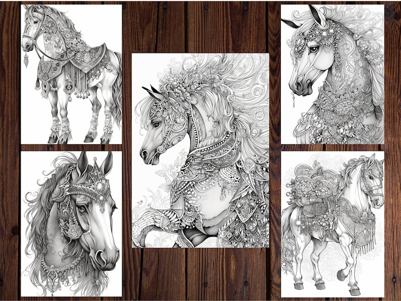 25 Majestic Horses Coloring Book Adults and Kids Printable Coloring ...