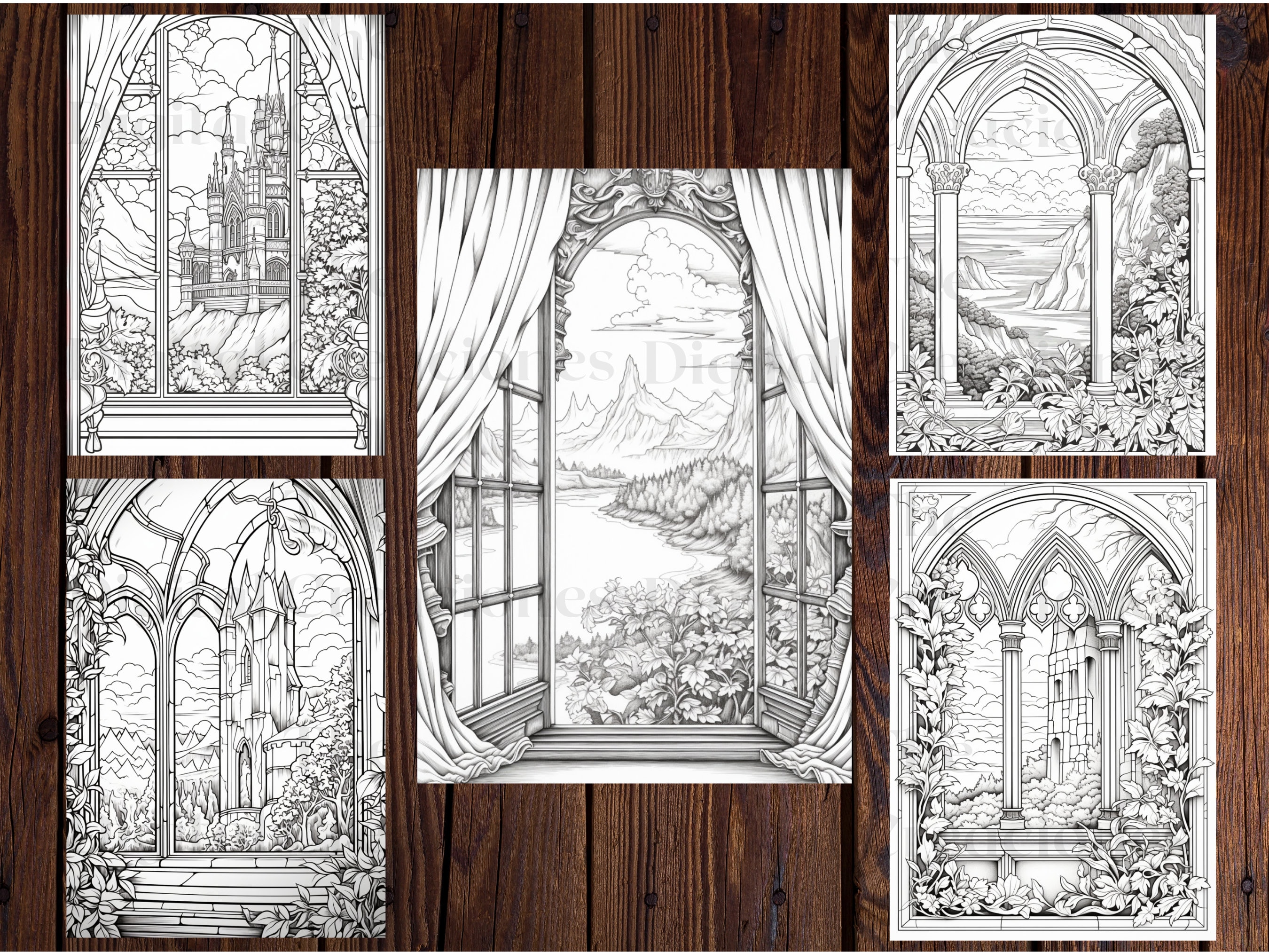 Magical Window Coloring Book 25 Adults and Kids Printable Coloring ...