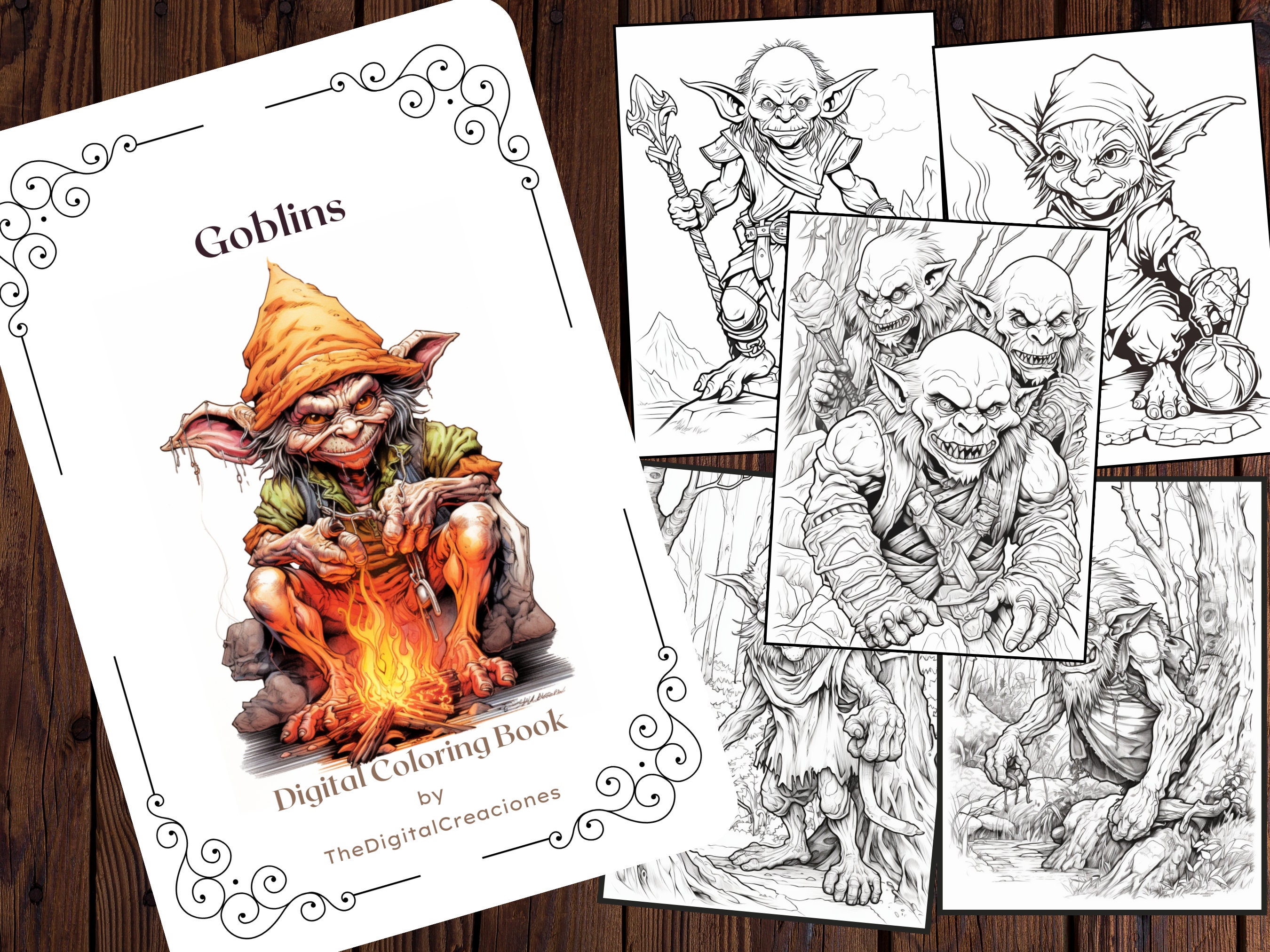 25 Goblins Coloring Book fantasy Colouring adults and Kids Printable ...
