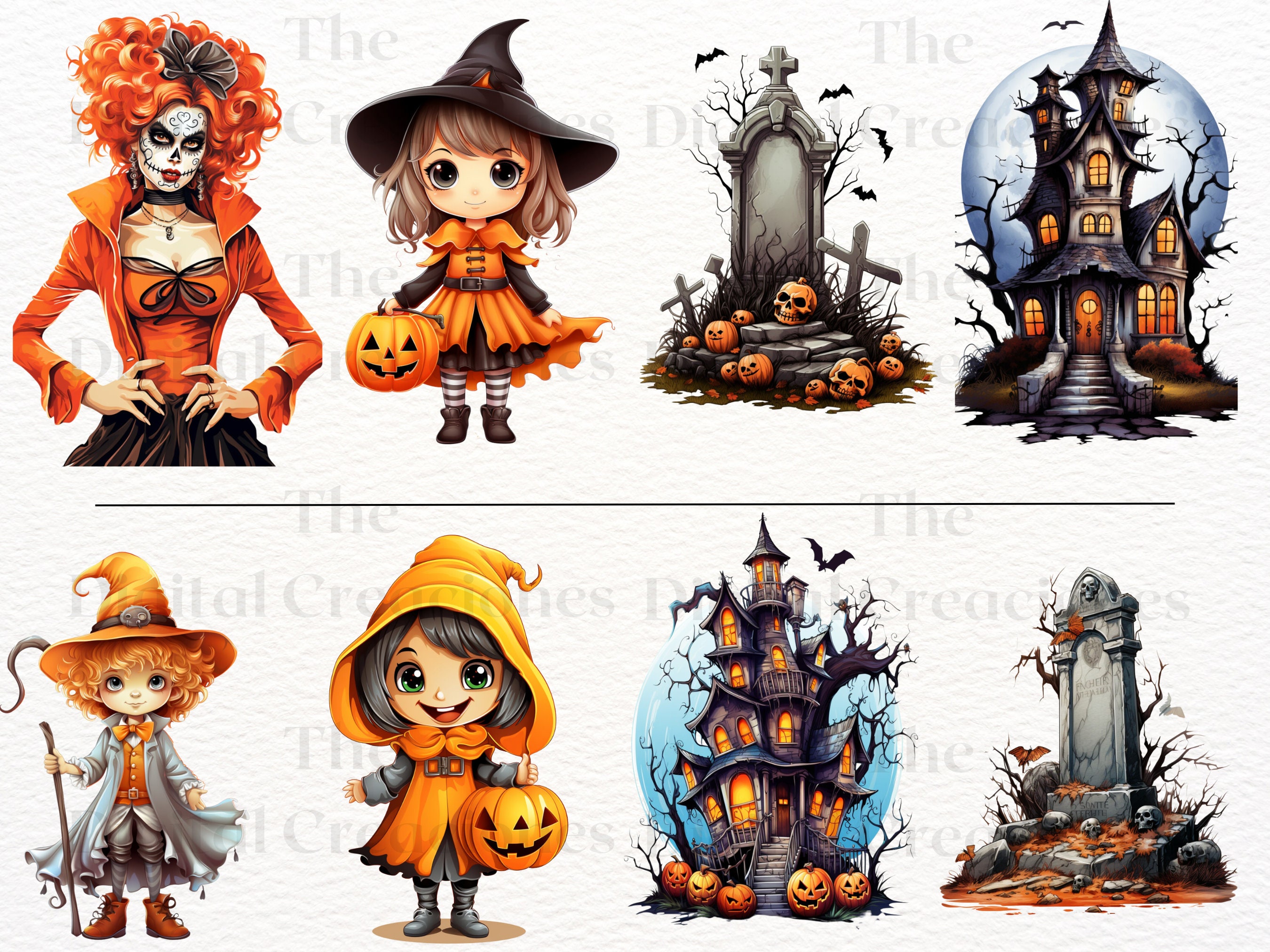 Halloween Clipart-spooky Clipart-40 Images Bundle PNG Format - Etsy