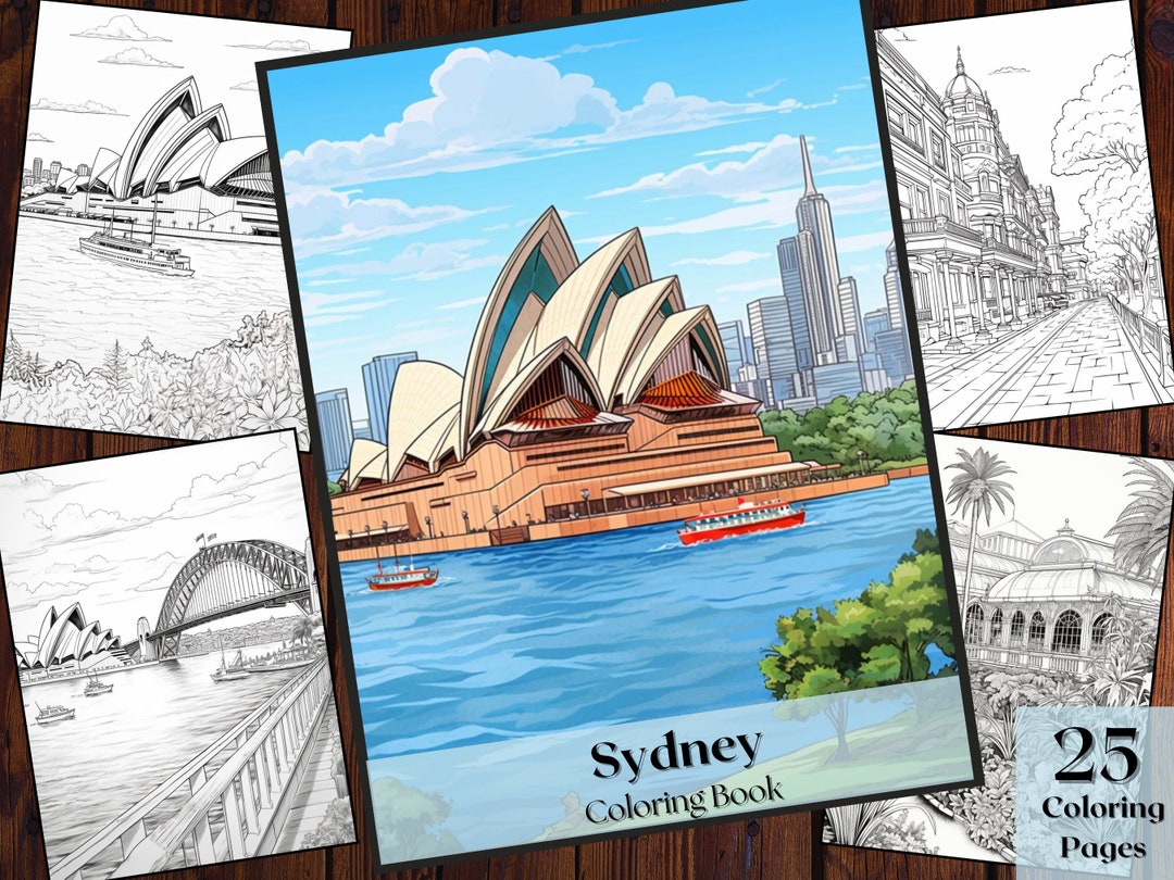 25 Sydney Coloring Book|landscape Street Scene Coloring|printable ...