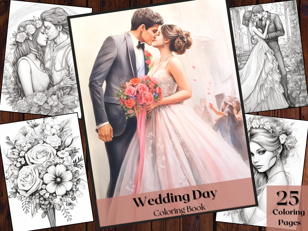 Wedding Day Coloring Book 25 Adults and Kids Printable Coloring Books ...