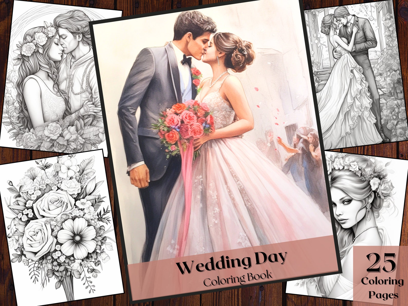 Wedding Day Coloring Book 25 Adults and Kids Printable Coloring Books ...