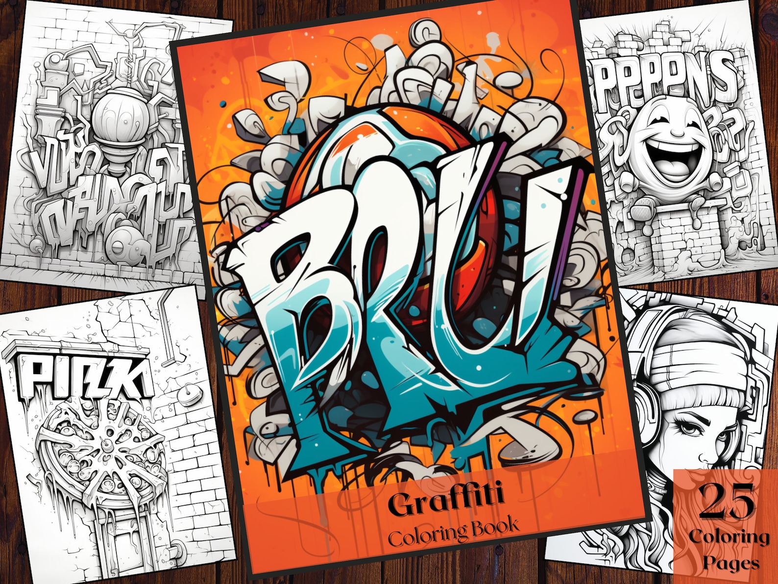 25 Graffiti Coloring Pages | Abstract Street Art Book (instant Download ...