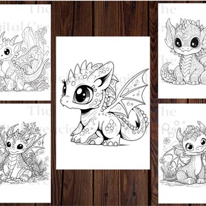 Baby Fantasy Dragon Coloring Page Book, Adults and Kids Instant ...