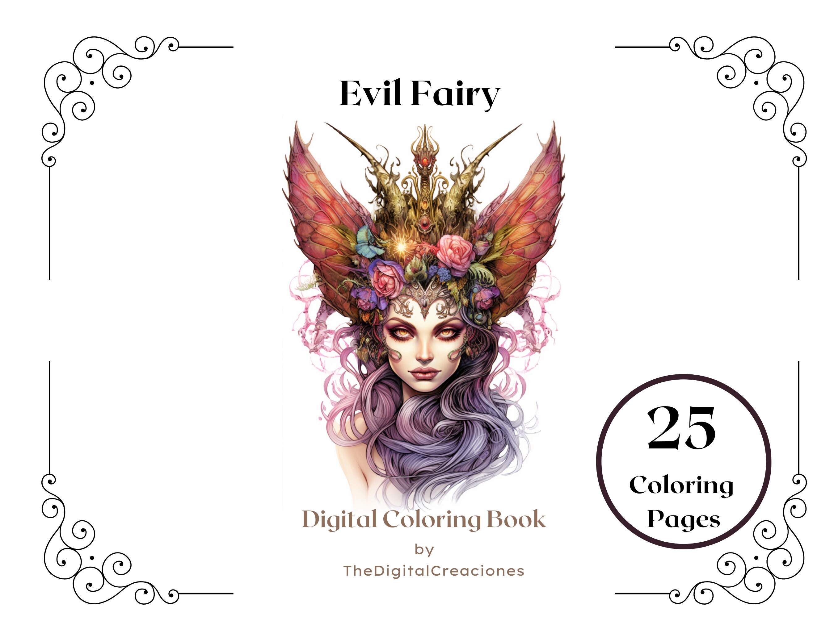 Evil Fairy Coloring Book 25 Adults and Kids Printable Coloring Books ...