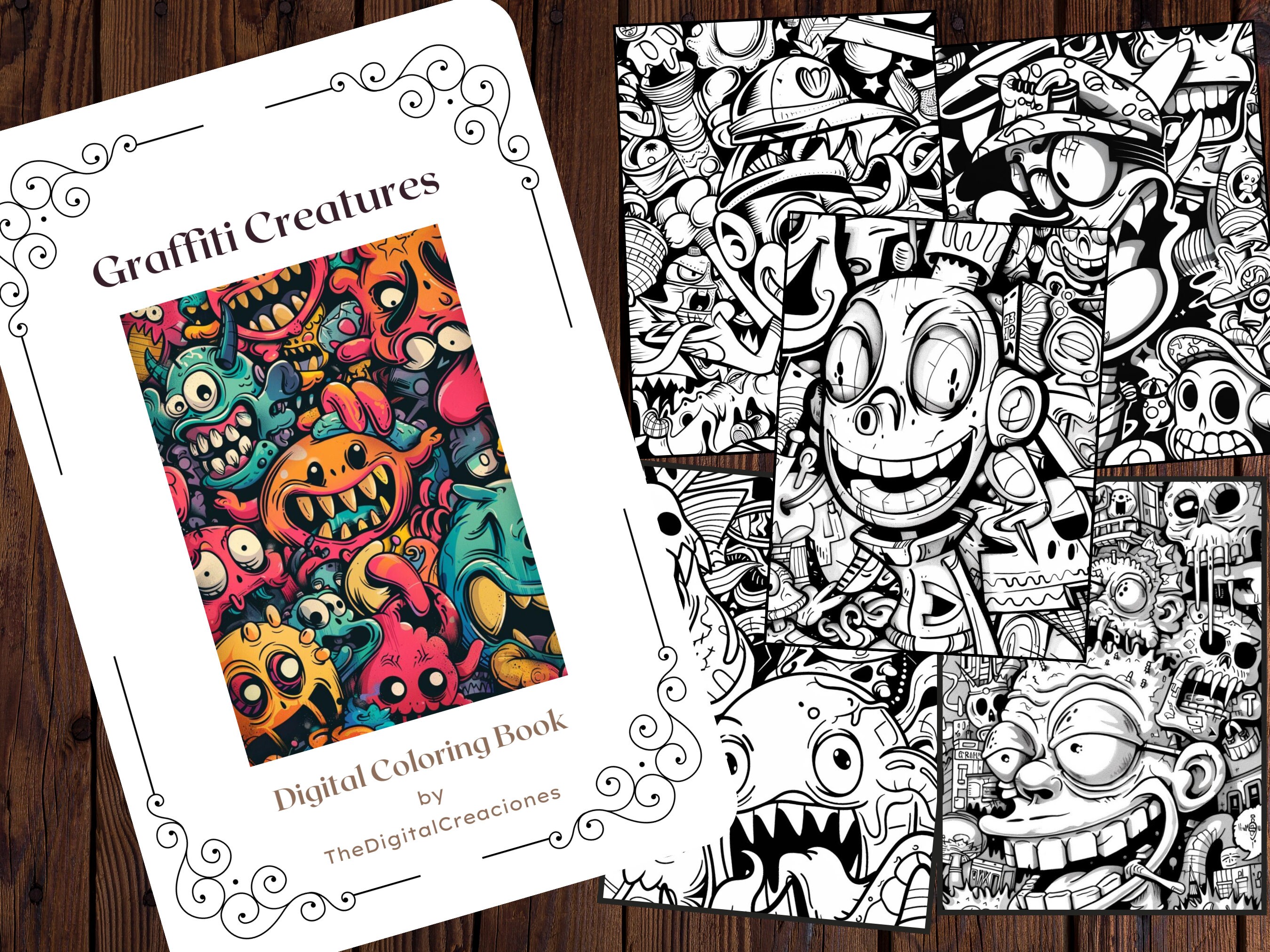 25 Graffiti Creatures Coloring Book Abstract Street Art printable ...