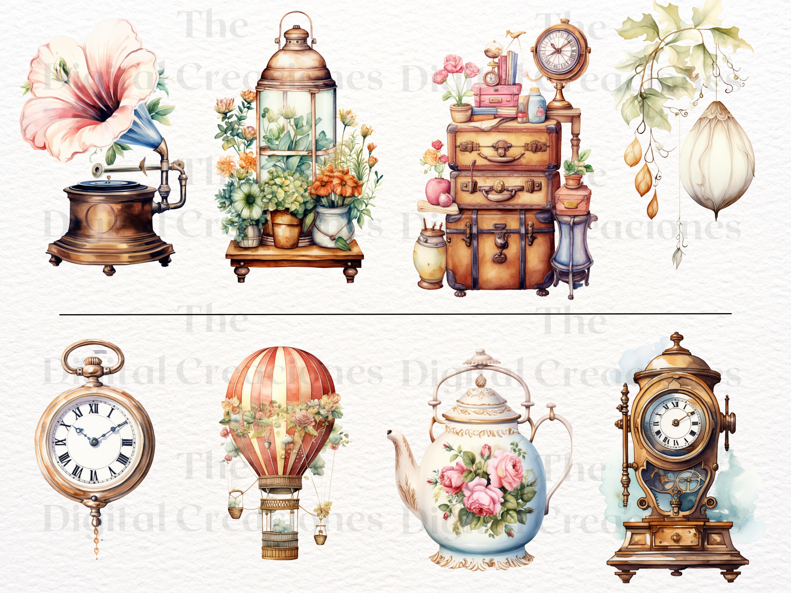 Vintage Objects Clipart | Antique Decor PNG Images (commercial Use) - Etsy