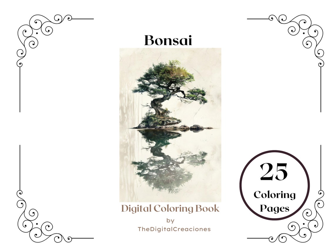Bonsai Coloring Book | 25 Nature Tree Illustrations (printable PDF) - Etsy