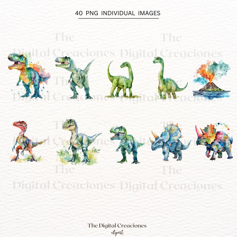 40 Watercolor Dinosaur Clipart, Dinosaur Clipart| Nursery Clipart|png ...