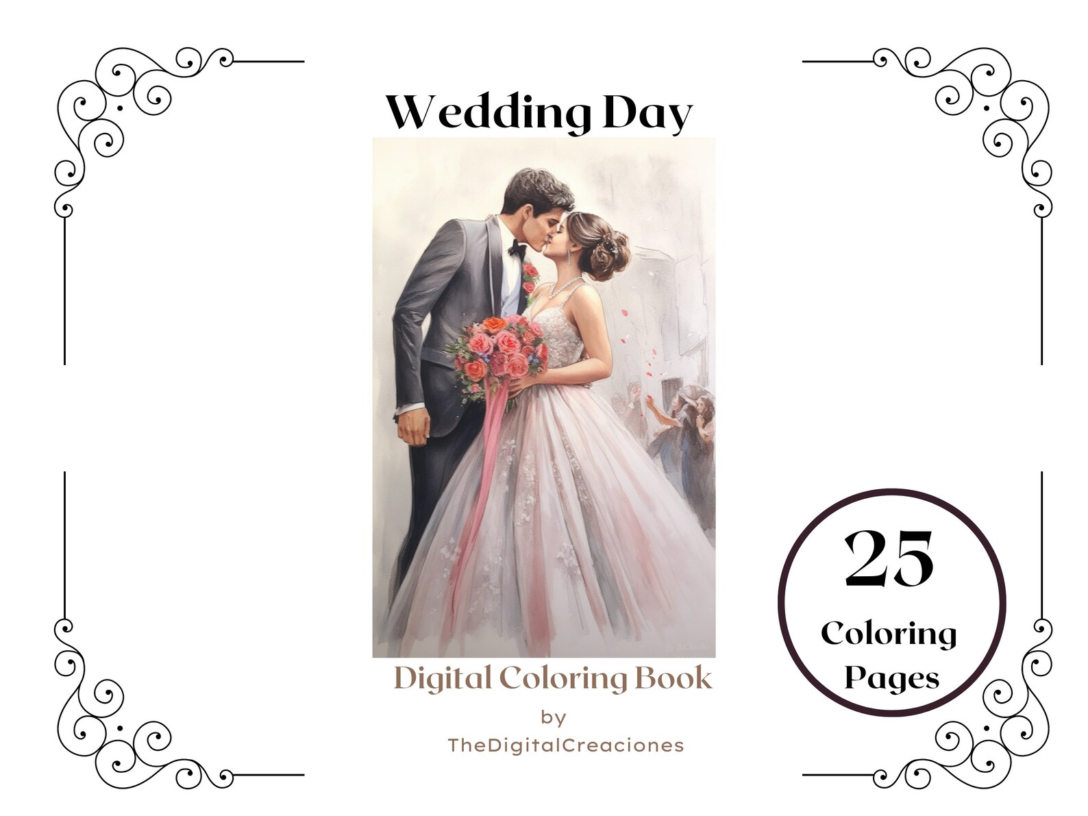 Wedding Day Coloring Book 25 Adults and Kids Printable Coloring Books ...