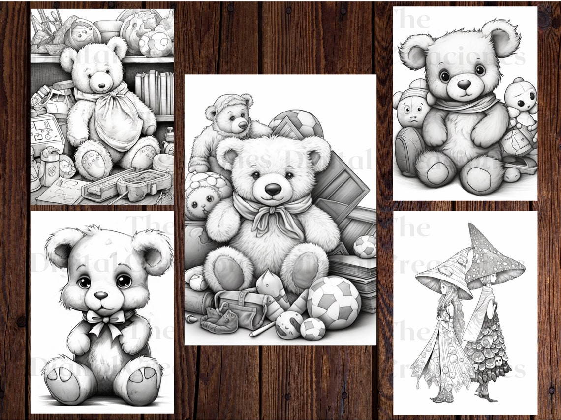 Teddy Bear Coloring Book 25 Adults and Kids Printable Coloring Books ...
