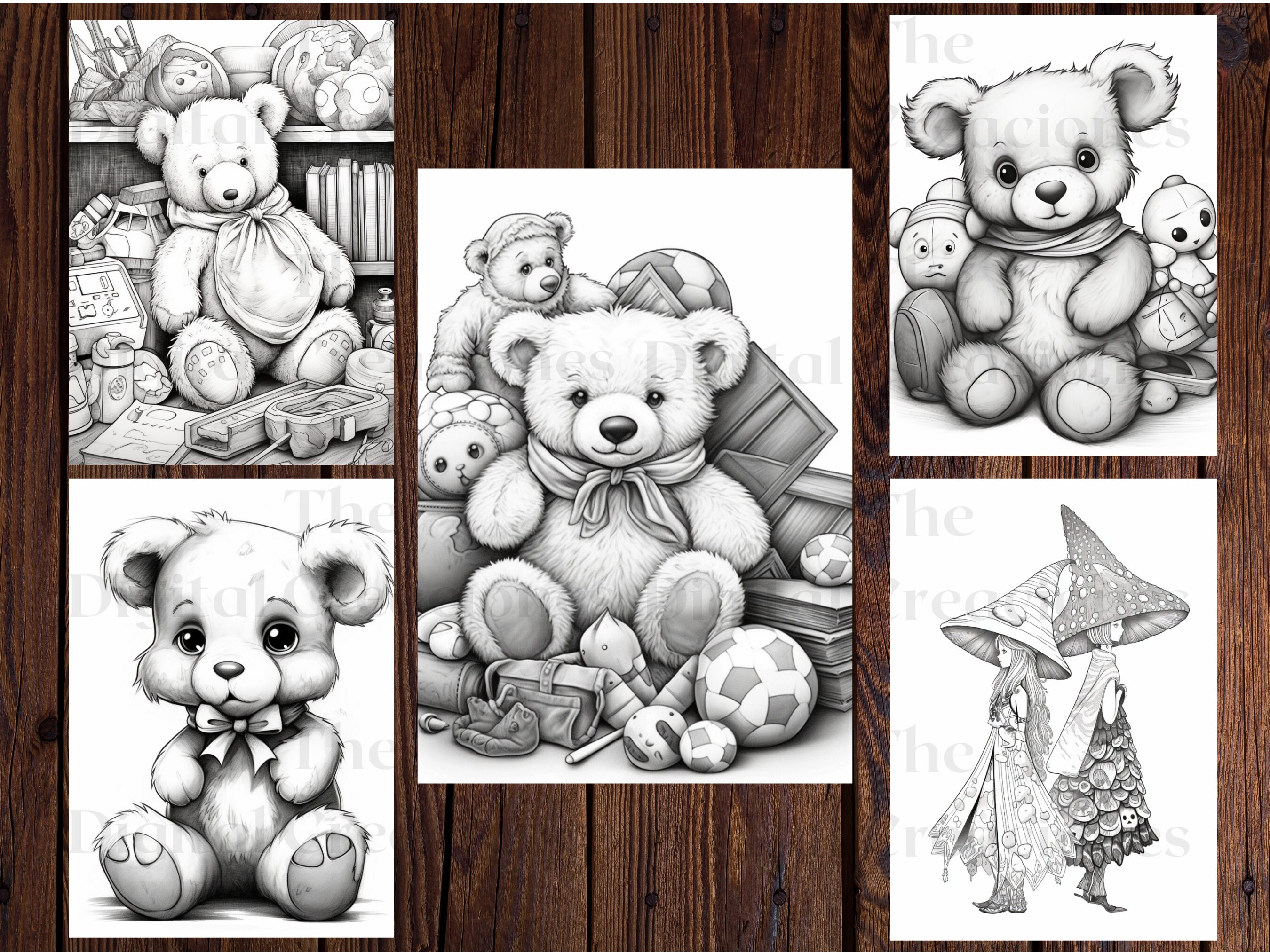 Teddy Bear Coloring Book 25 Adults and Kids Printable Coloring Books ...