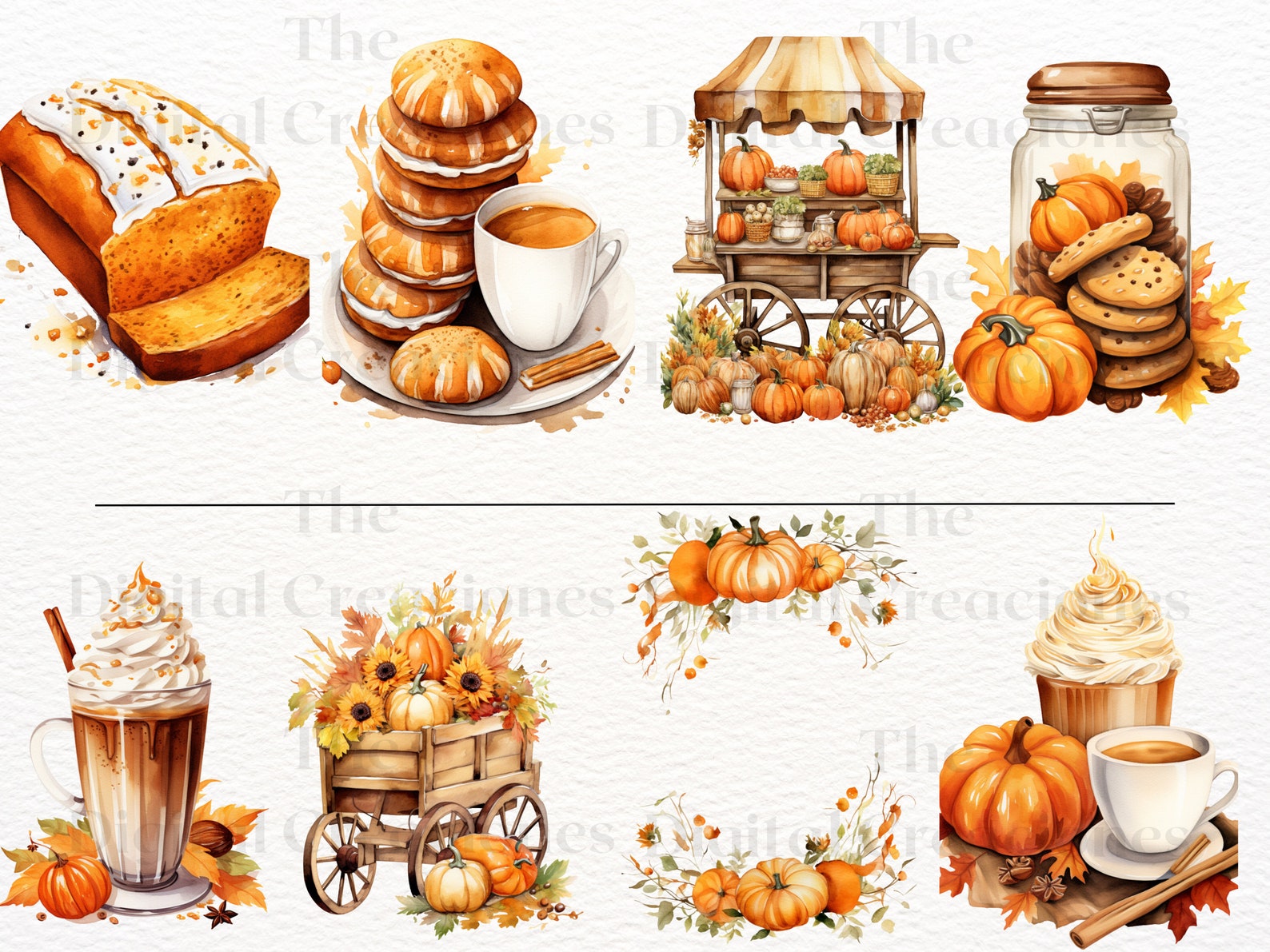 Pumpkin Spice Clipart Bundle-pumpkin Coffee Autumn-40 Images PNG Format ...