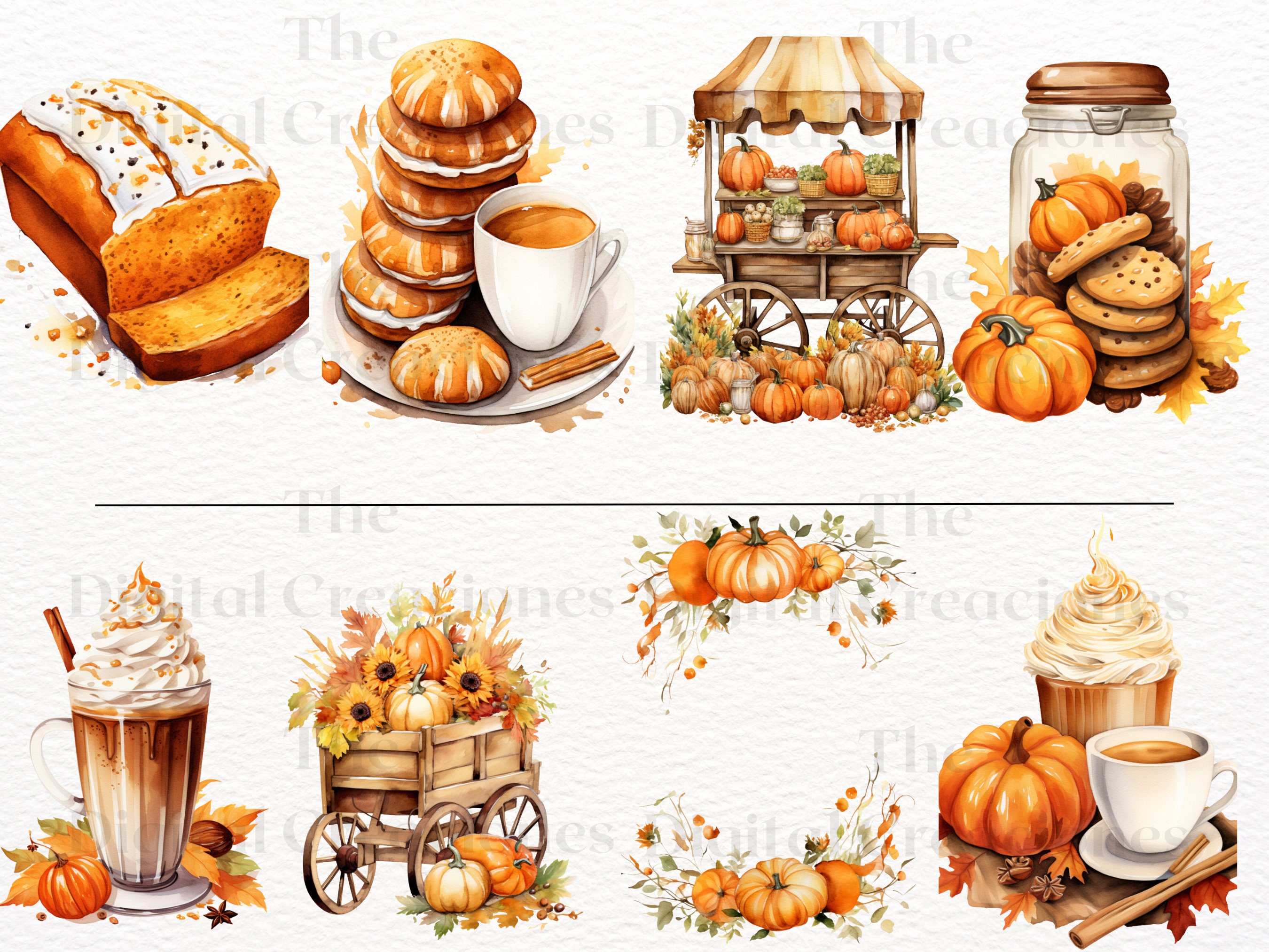 Pumpkin Spice Clipart Bundle-pumpkin Coffee Autumn-40 Images PNG Format ...