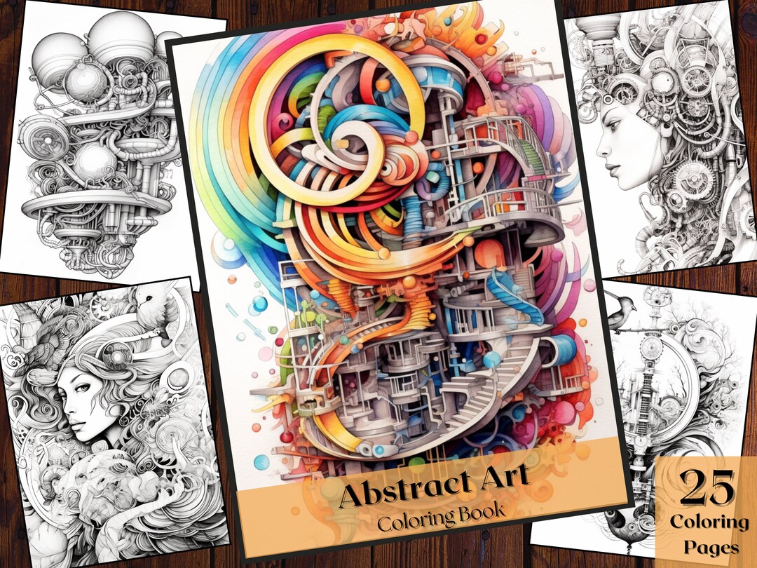 25 Abstract Art Coloring Book| Fantasy Colouring Book |adults and Kids ...