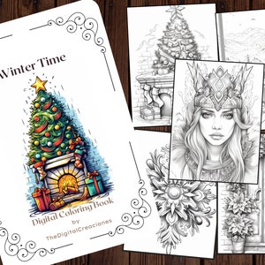 25 Winter Time Coloring Book| Winter Scenes Coloring Pages|adults and ...