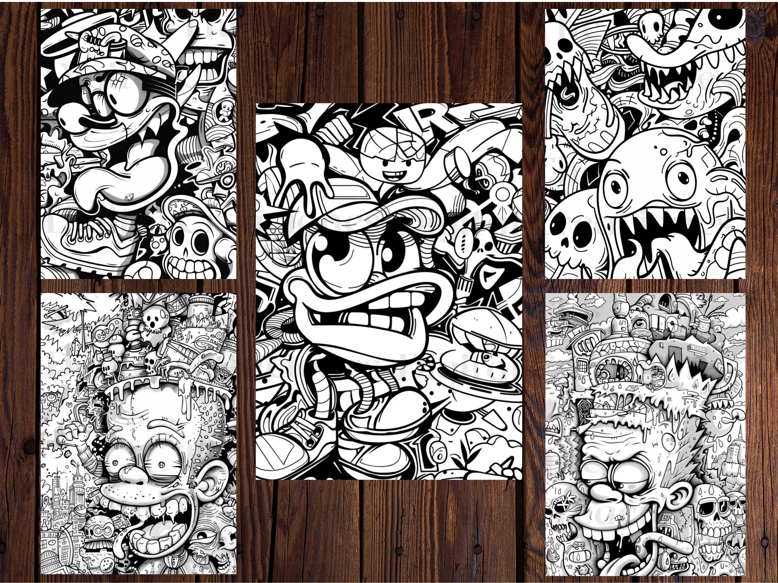 25 Graffiti Creatures Coloring Book Abstract Street Art printable ...