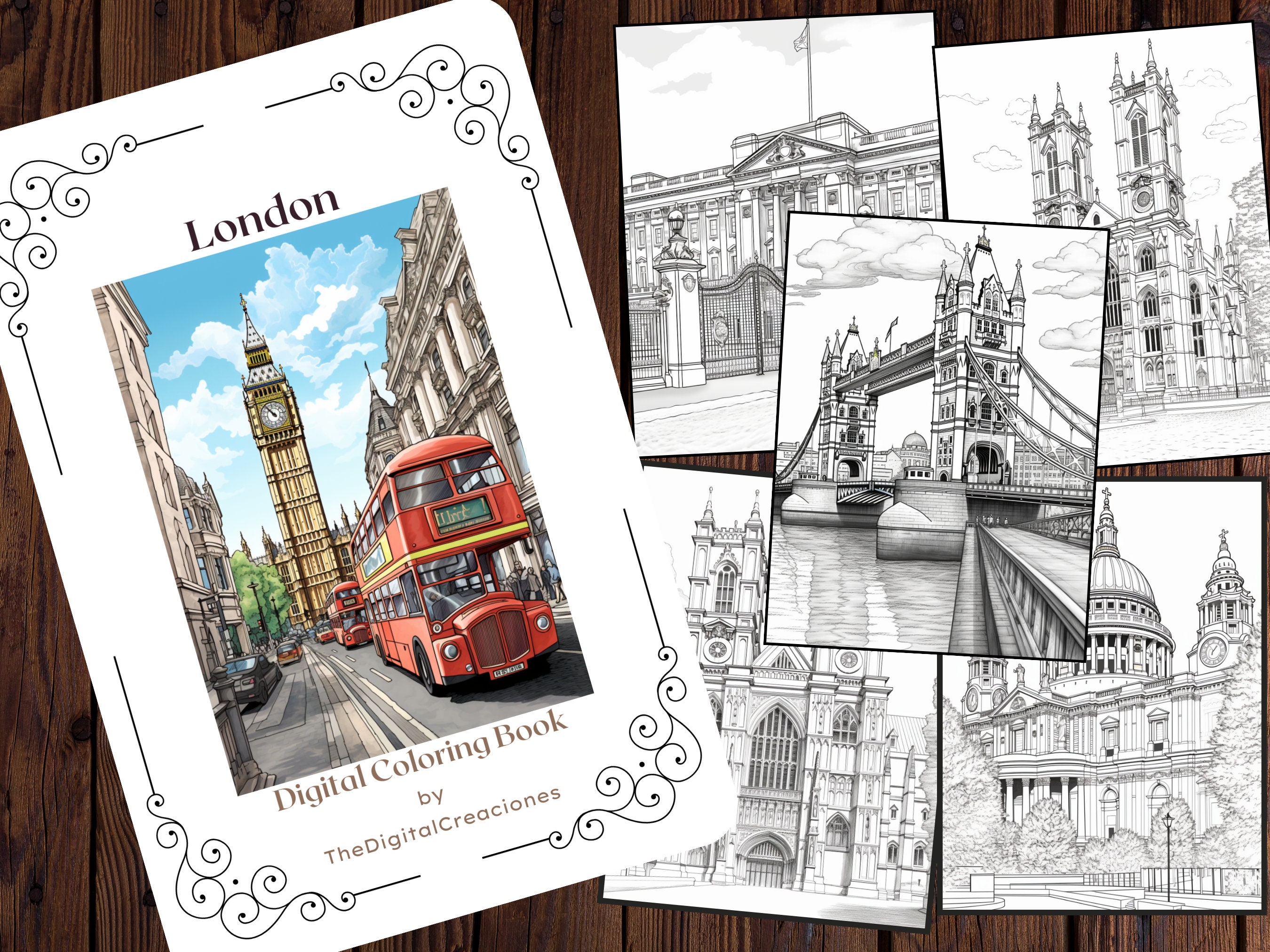25 London Coloring Book|england Cafe Scenes Coloring Pages|street ...