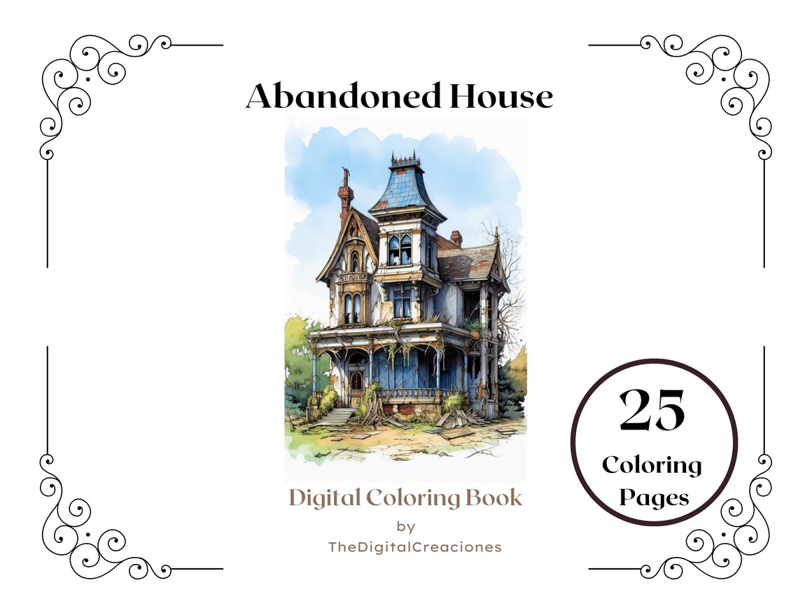 25 Abandoned Homes Coloring Book Printable Adults Kids Coloring Pages ...