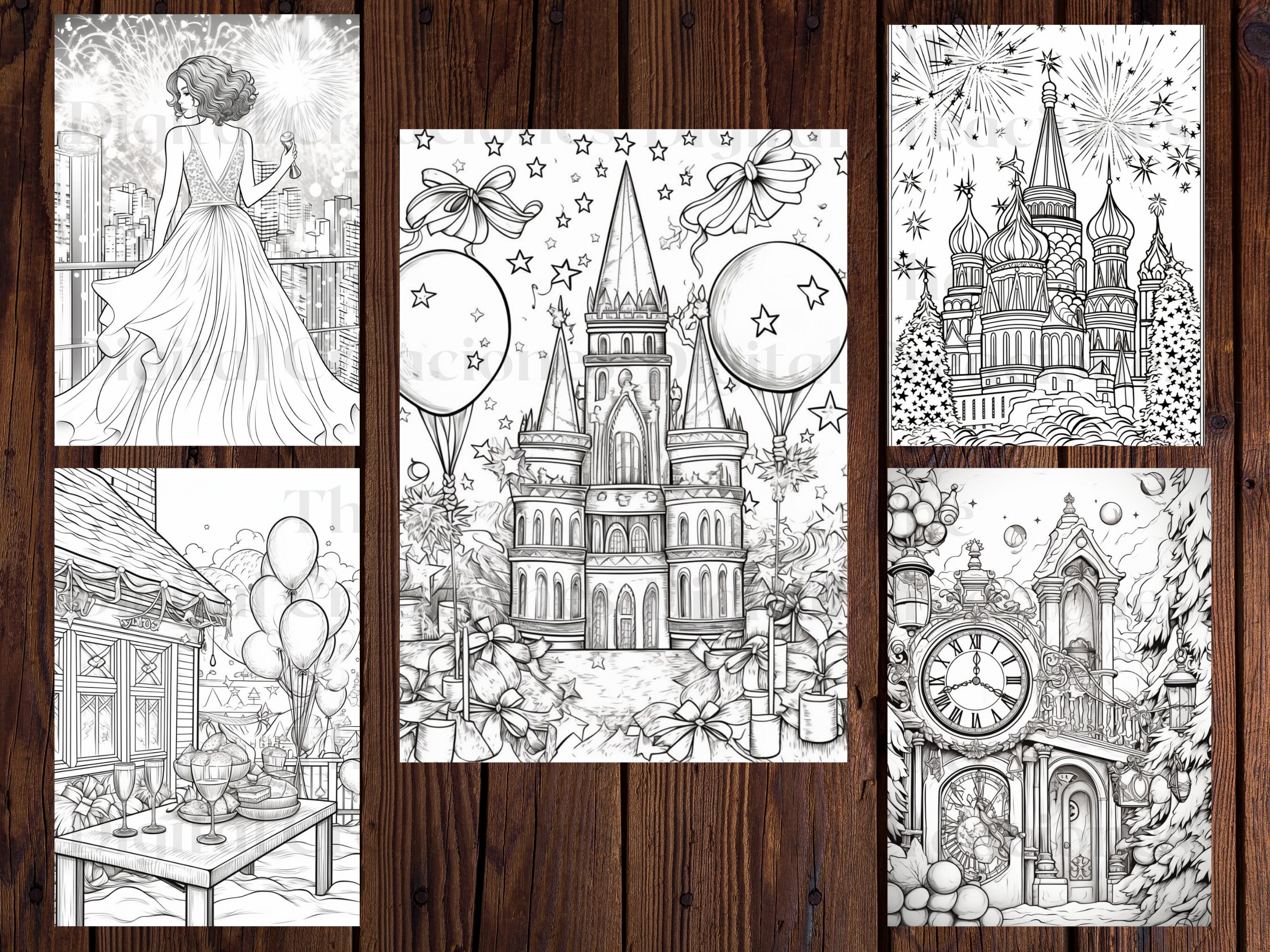 25 New Years Eve Coloring Book|celebration and Holidays|printable ...